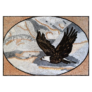 Mosaic Artwork, Soaring Eagle, 46" x 31" - Rustic - Tile Murals - by ...