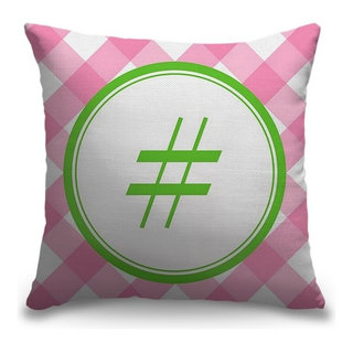 "Hashtag Symbol - Circle Plaid" Pillow, 20" x 20" - Contemporary ...