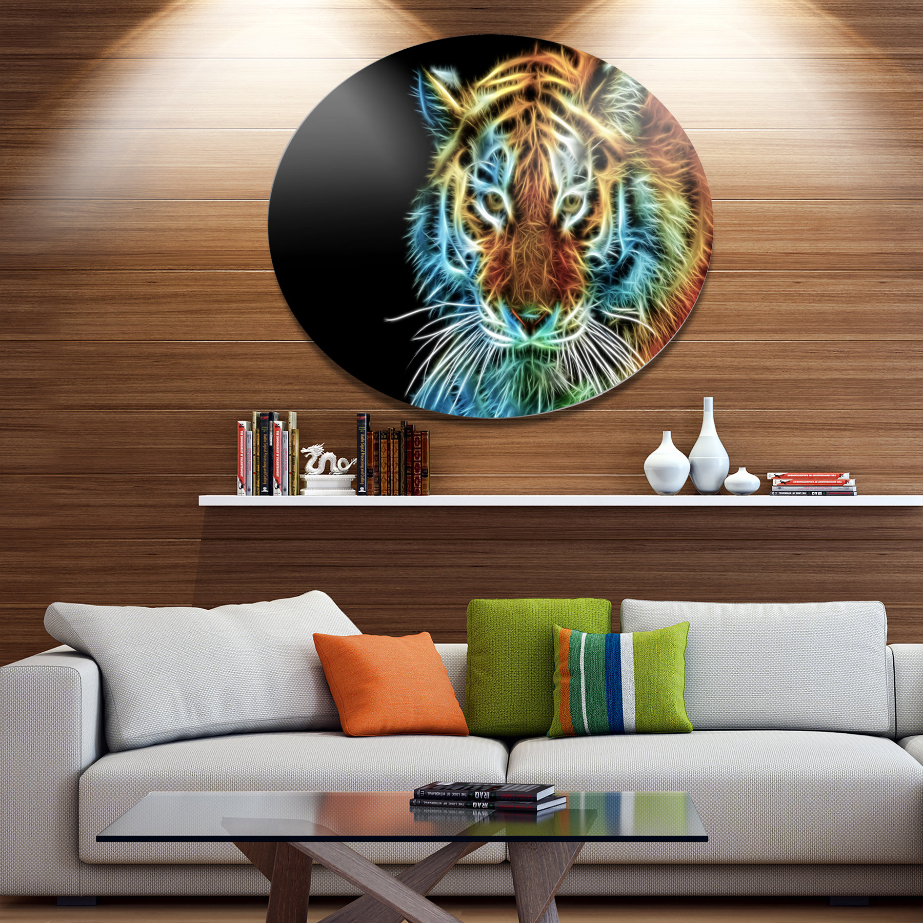 Illuminating Tiger Head View, Animal Art Disc Metal Artwork, Disc of 11 ...