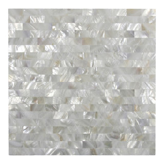 White Brick Groutless Pearl Shell Tile, Sample - Modern - Wall And ...