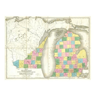 "Map of Michigan & Part of Wisconsin Territory, 1839" Paper Art, 32"x24 ...