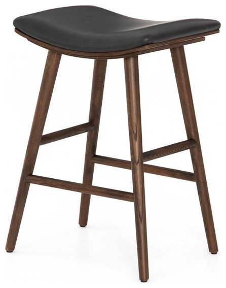 Union Saddle Counter Stool - Distressed Black - Industrial - Bar Stools ...
