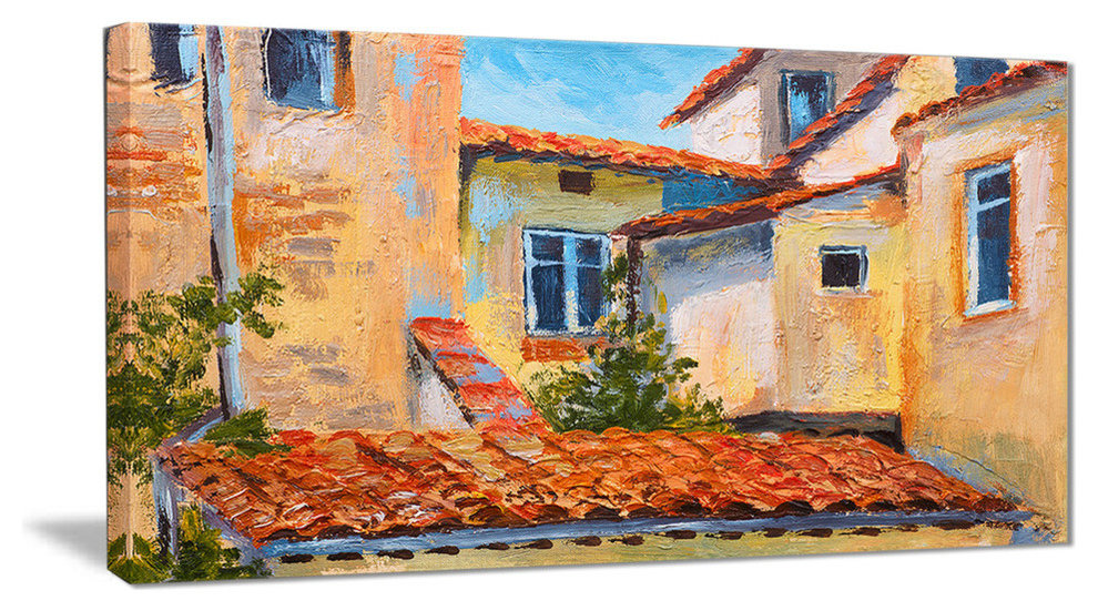 "European Rooftops" Cityscape Canvas Print, 40"x20" - Contemporary ...