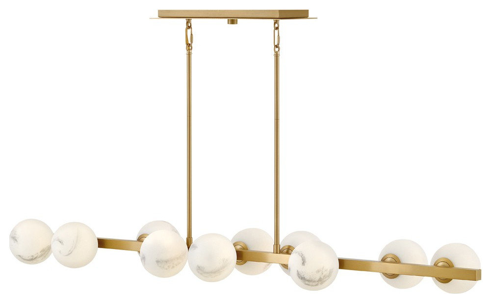 Selene LED Linear Chandelier in Lacquered Brass - Contemporary ...