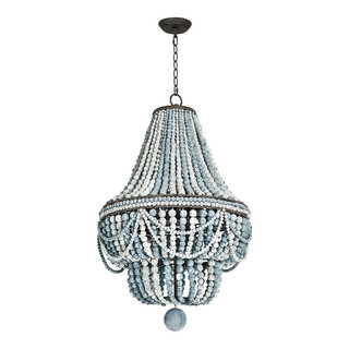 Malibu Chandelier, Weathered Blue - Beach Style - Chandeliers - by ...