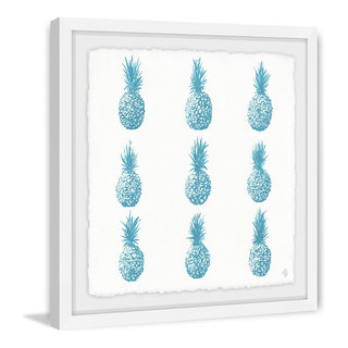 "Pineapple Blues" Framed Painting Print, 24"x24" - Tropical - Prints ...
