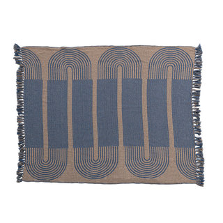 Modern Recycled Cotton Throw Blanket with Print and Fringe, Multicolor ...