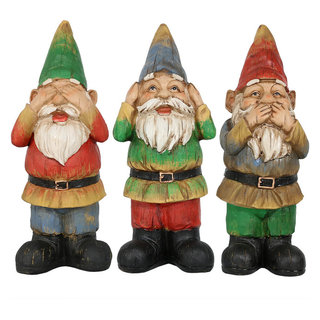 Sunnydaze Three Wise Gnomes Choose 1 Gnome or 3-Piece, Set of 3 Wise ...