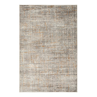Randi Grey and Rust Orange Woven Area Rug, 7'10" x 9'10" - Contemporary ...