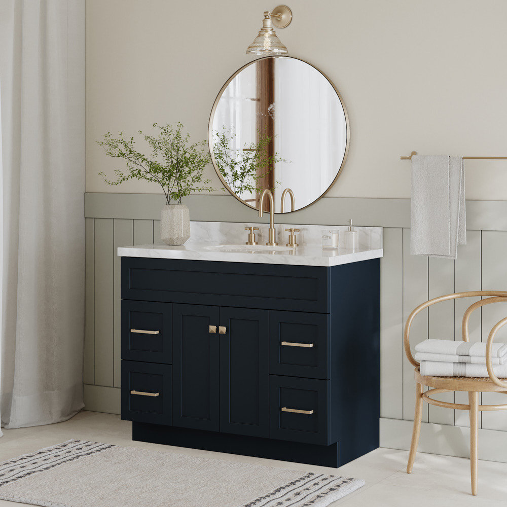 Ariel Hamlet 42" Sink Bath Vanity Base Midnight Blue - Transitional ...