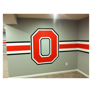 Ohio State themed basement - Cincinnati - by Wolf Creations | Houzz