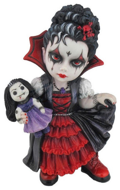 Cosplay Kids Vampire Girl Holding A Vamp Doll Statue - Contemporary ...