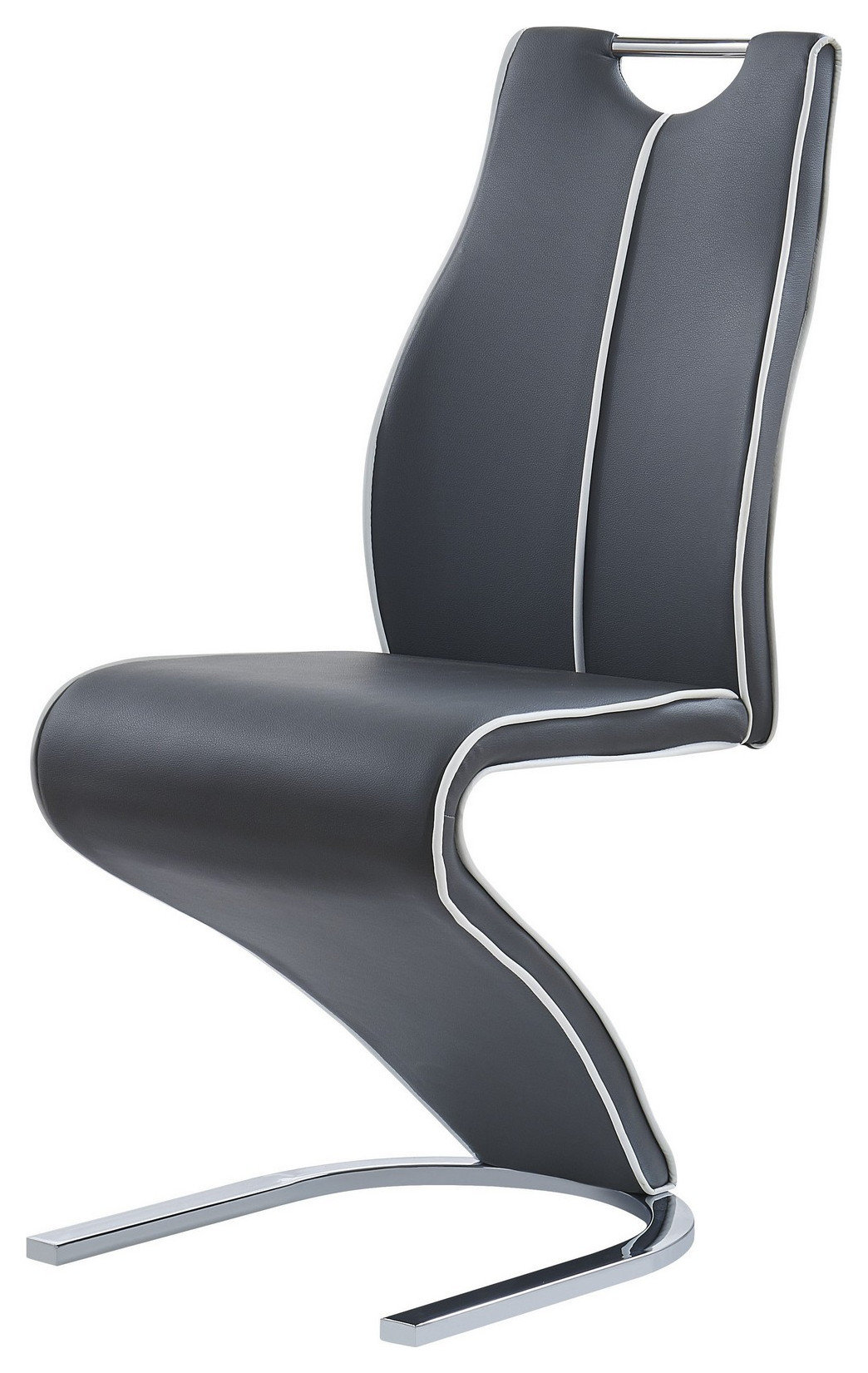 Set of 2 Gray and White Z Style Dining Chairs, Metalic Base and Seat ...