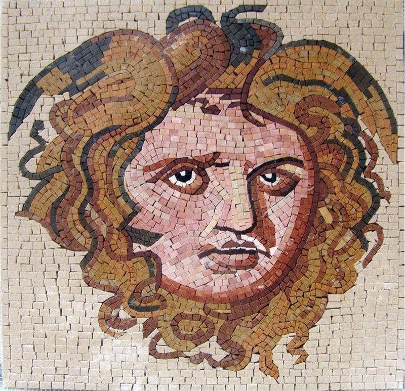 Mithras Greek Mosaic Reproduction, 24" x 24" - Traditional - Tile ...