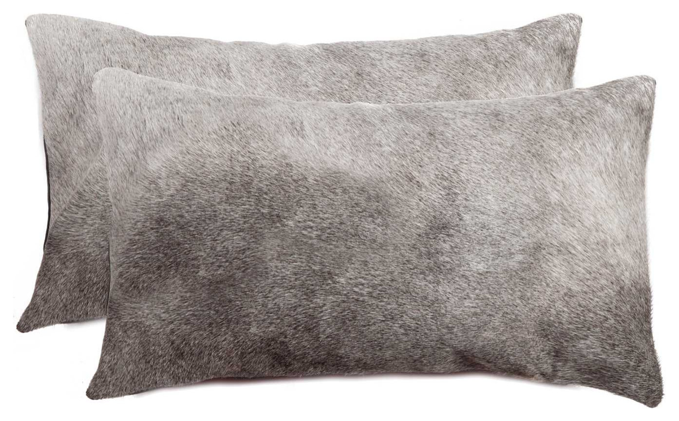 12" X 20" X 5" Gray Cowhide Pillow 2 Pack - Southwestern - Decorative ...