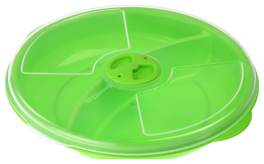 Two Compartment Microwave Tray with Cover, Pack of 1 - Modern - Food ...