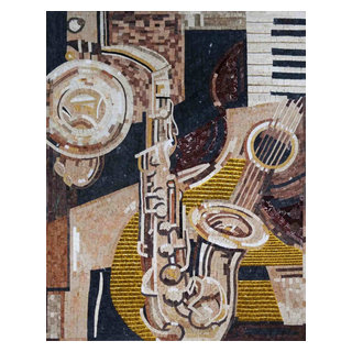 Musical Abstract - Instrument Mosaic, 46" x 60" - Contemporary - Tile ...