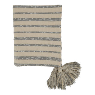 Cotton Throw Blanket With Thin Stripe Design - Contemporary - Throws ...