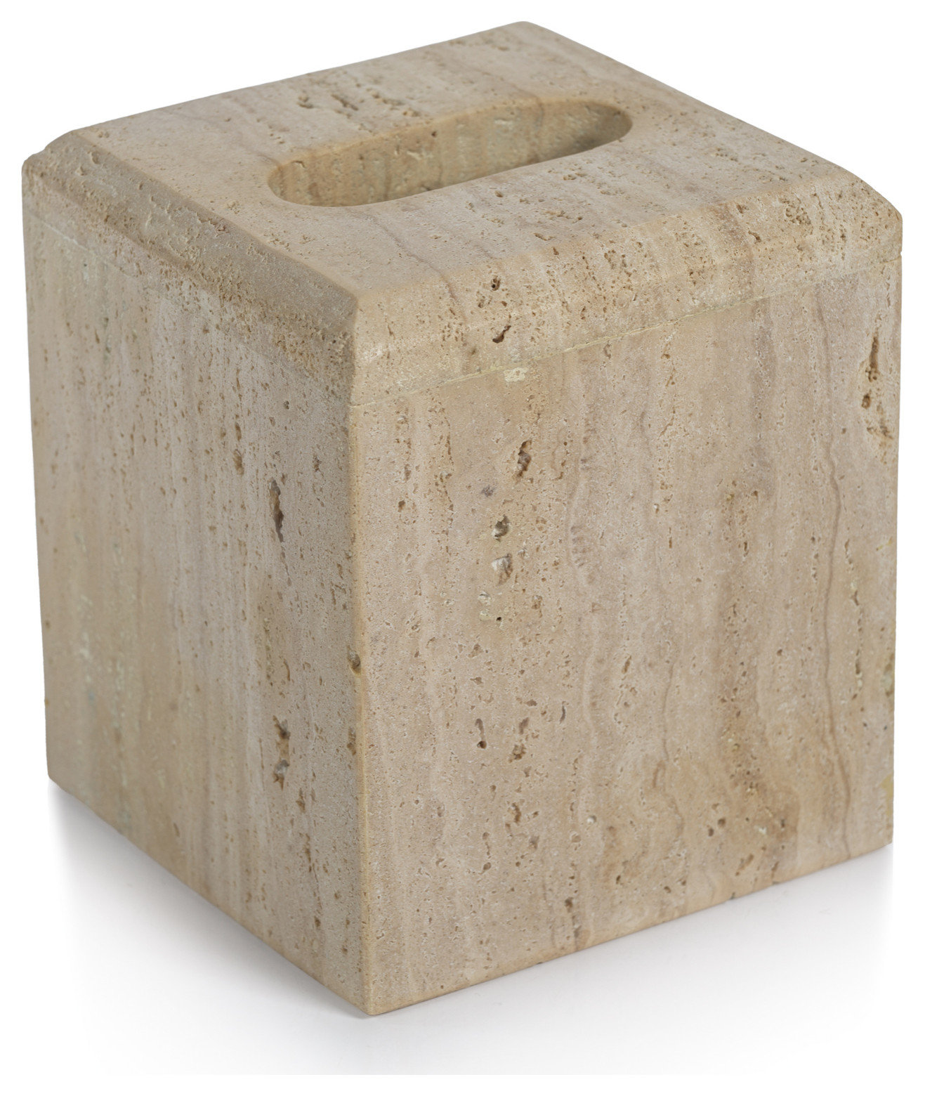 Scotia Travertine Marble Tissue Box Cover - Rustic - Tissue Box Holders ...