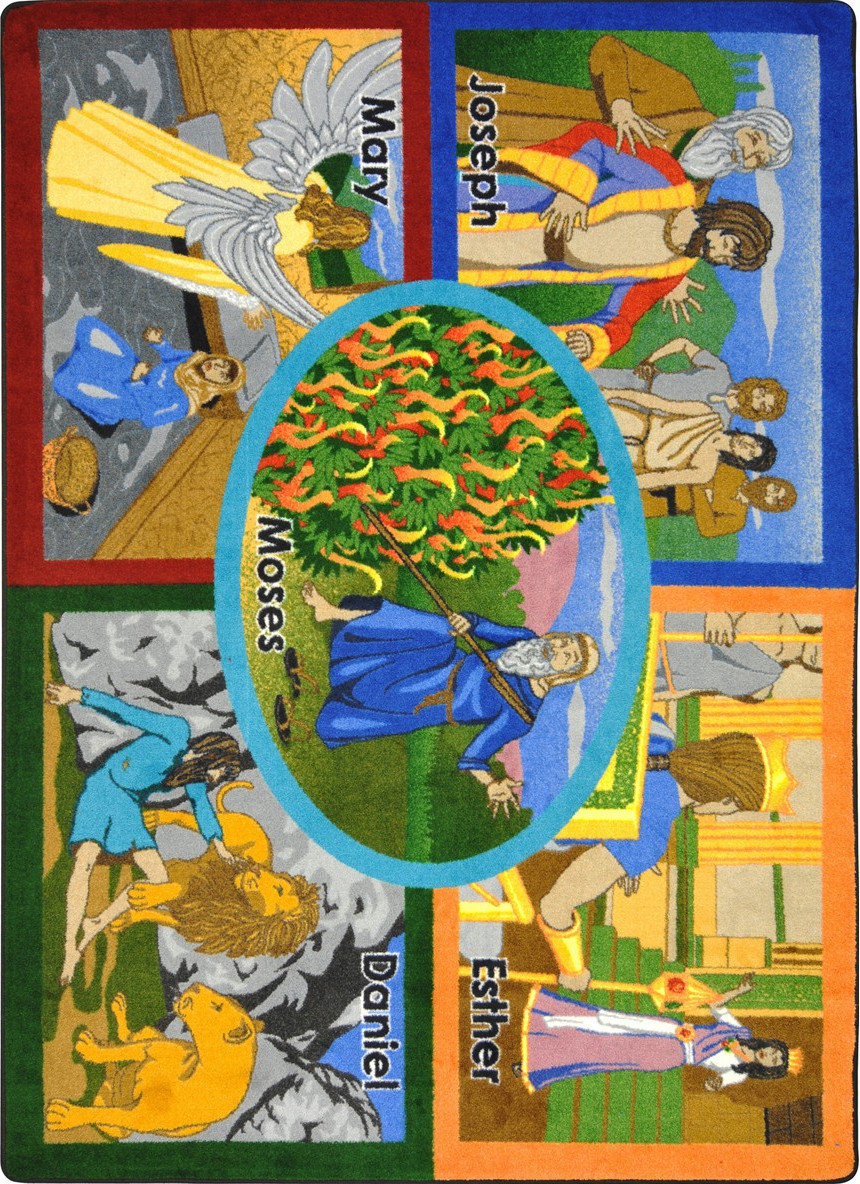 Kid Essentials, Inspirational Area Rugs Bible Stories Rug, 5'4" X 7'8 ...