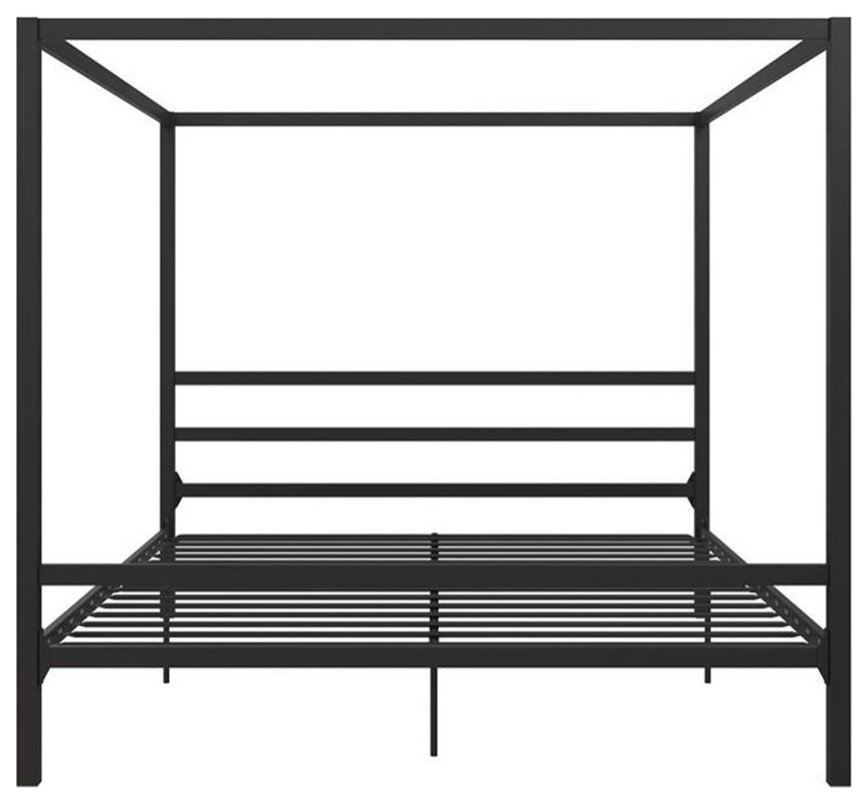 DHP Modern Metal Canopy Poster Bed in King in Black, King ...
