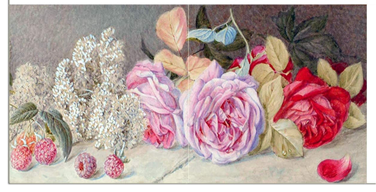 Tile Mural Raspberry with roses flowers Backsplash, 6" Ceramic Matte ...