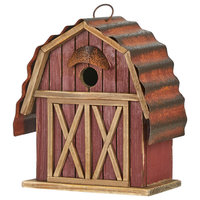 10.25" H Wood Barn Bluebird House for Garden Hand Painted Hanging ...