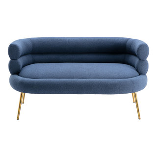 53" Round Arm Settee with Metal Legs, 53" - Midcentury - Loveseats - by ...
