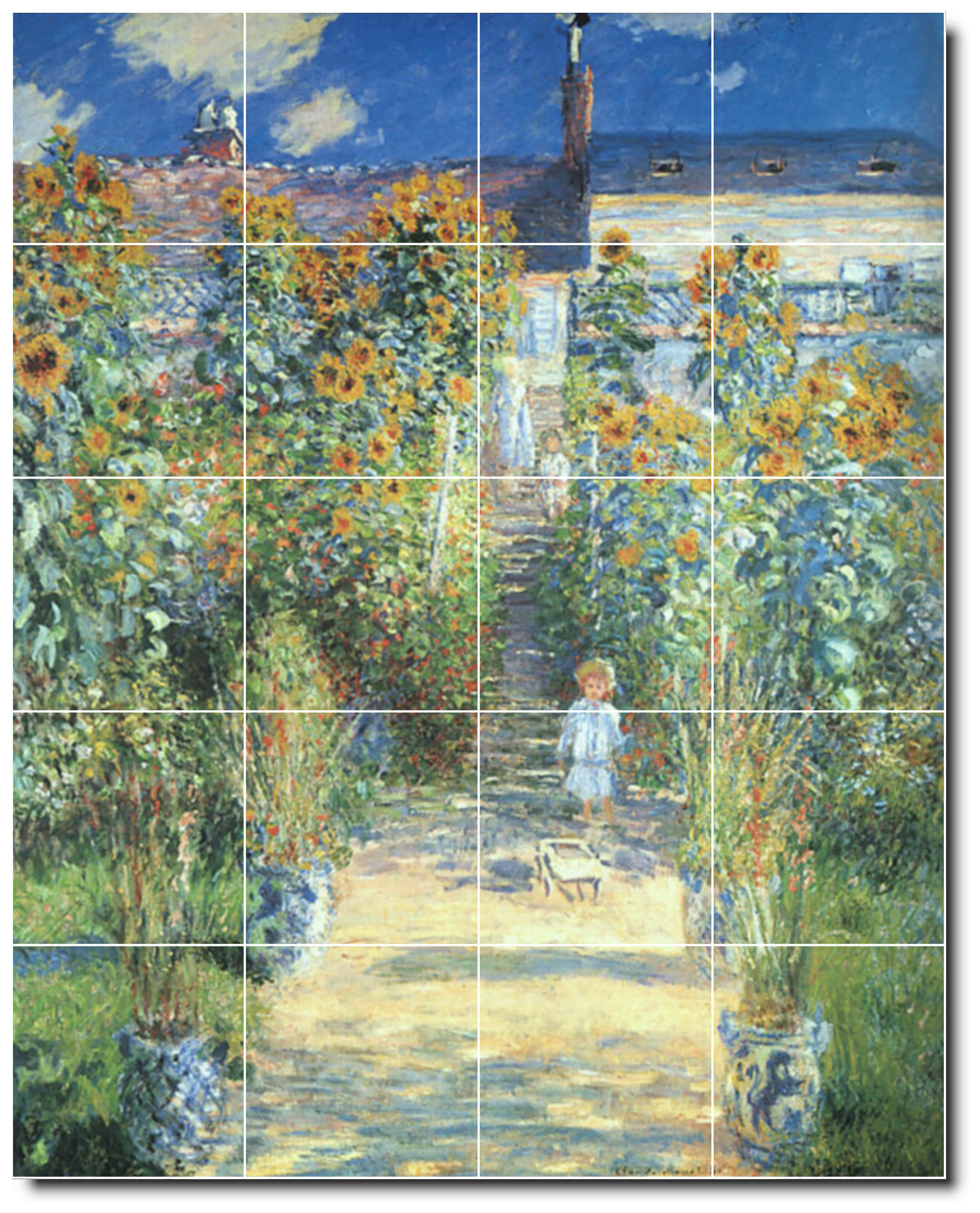 Claude Monet Garden Painting Ceramic Tile Mural #21, 48" Wide x 60 ...