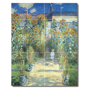 Claude Monet Garden Painting Ceramic Tile Mural #21, 32" Wide x 40 ...