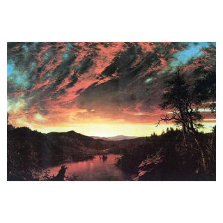 Secluded Landscape in the Sunset, 12" x 18" - Traditional - Prints And ...