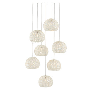 Seven Light Pendant in White/Painted Silver - Tropical - Pendant ...