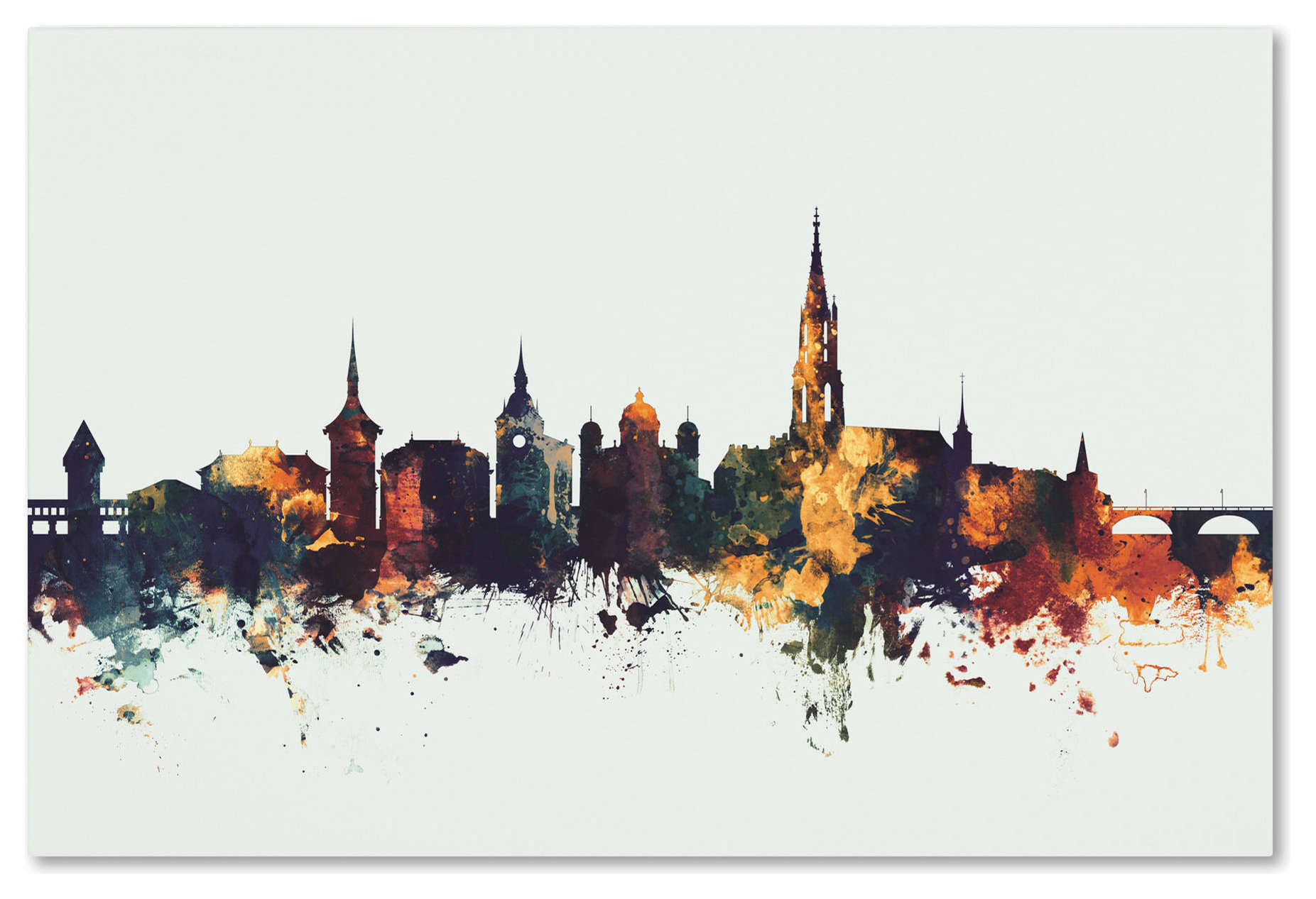 Michael Tompsett 'Bern Switzerland Skyline V' Canvas Art, 30"x 47 ...