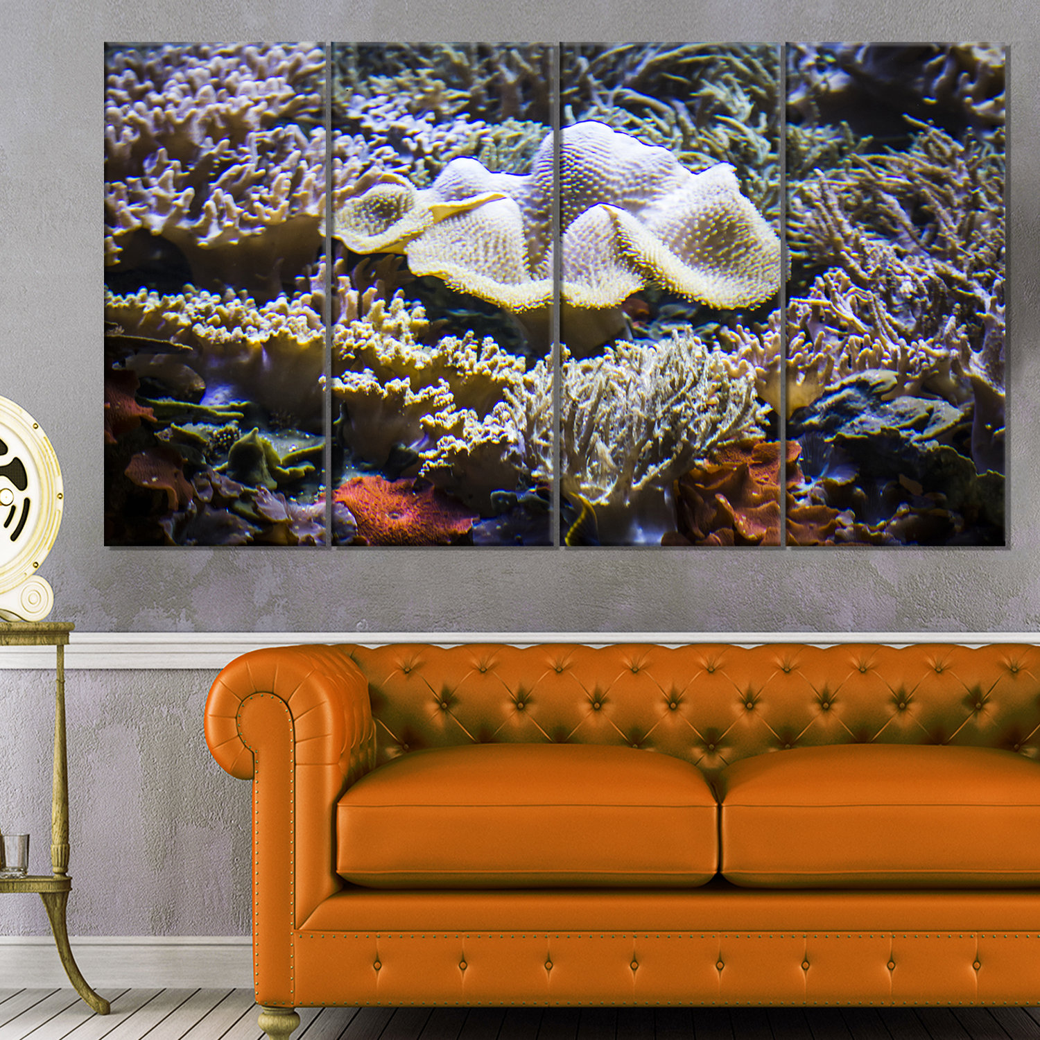 Beautiful Seabed With Fish, Multipanel Large Landscape Canvas Art, 48 ...