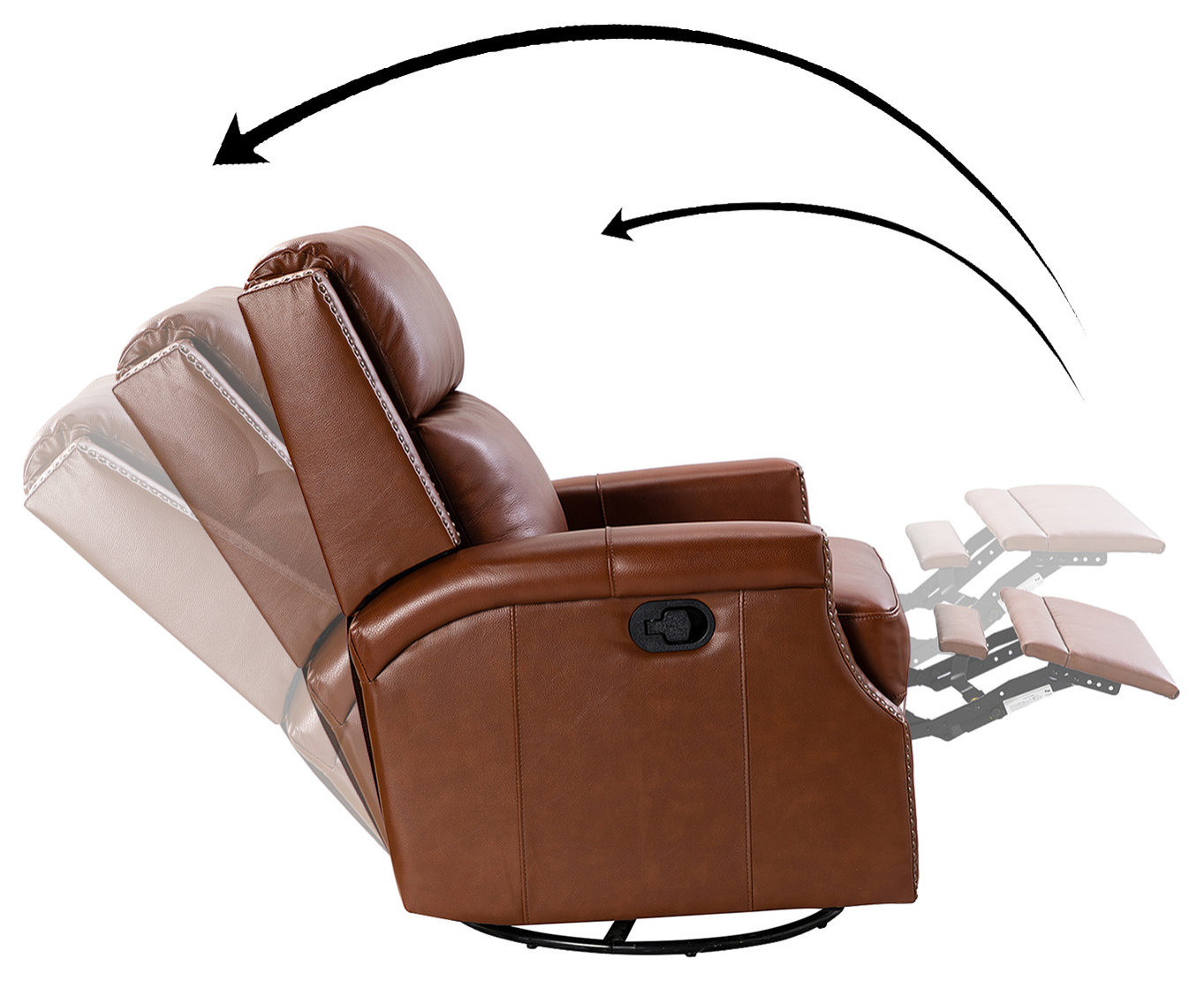 Genuine Leather Swivel Rocker Recliner - Contemporary - Recliner Chairs ...
