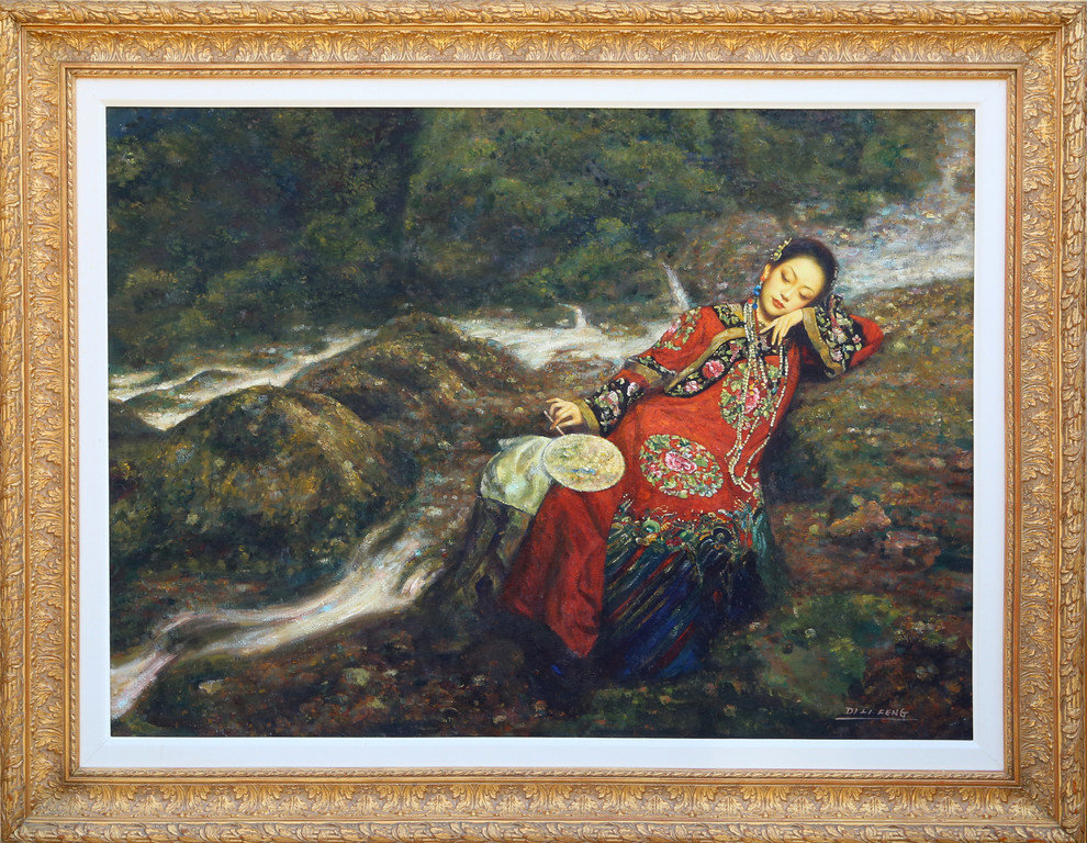 Di Lifeng "Girl With Fan" Oil Painting - Traditional - Paintings - by ...