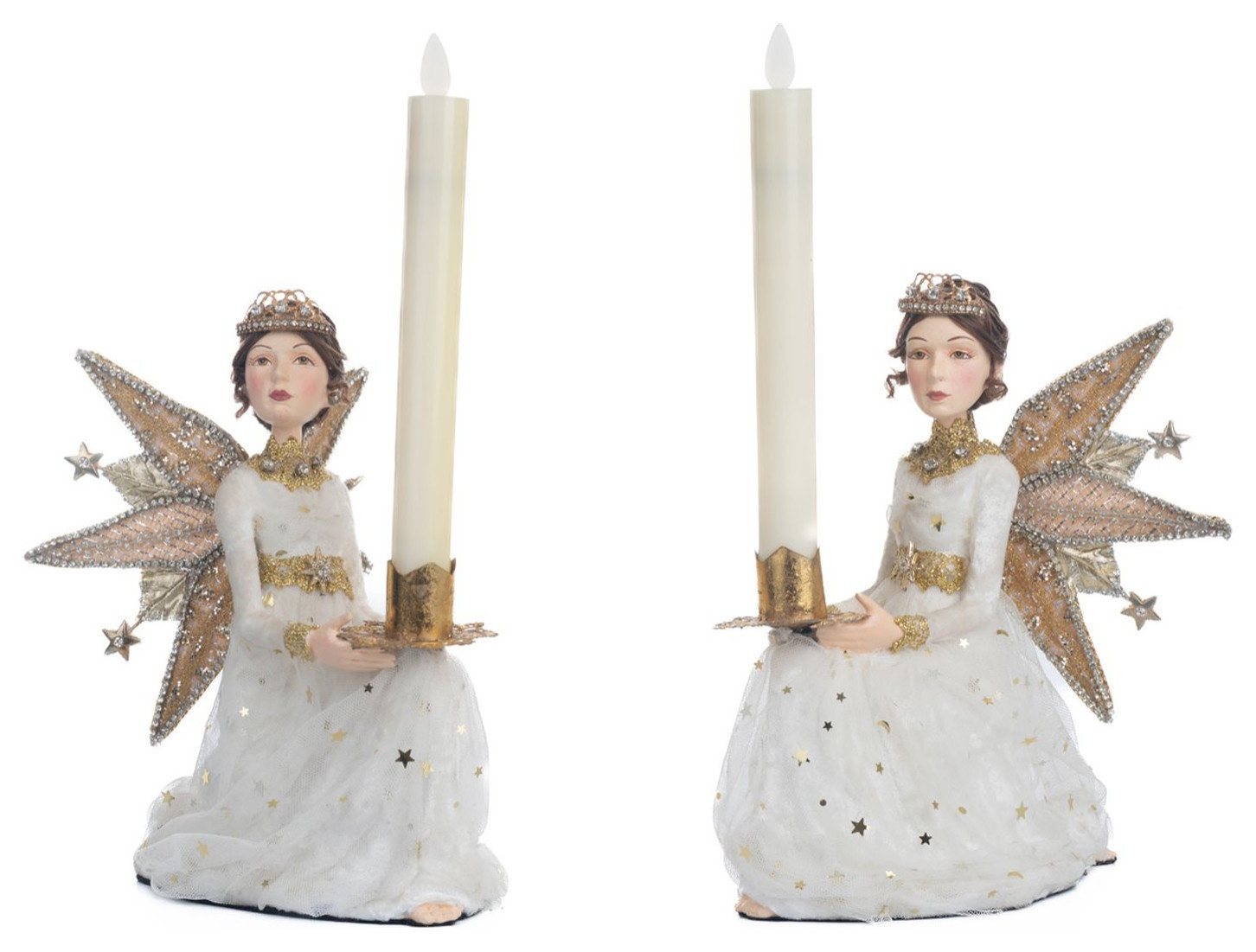 Katherine's Collection 9" Celestial Angel Candle Holders Set of 2, White/Gold - Contemporary ...