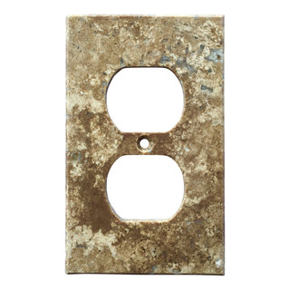 Dark Walnut Travertine Switch Plate Cover Duplex, 2.75"x4.5 ...