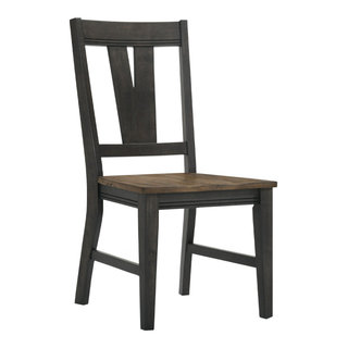 Harper Side Chair With Splat Back, Brushed Brown and Pecan, Set of 2 ...