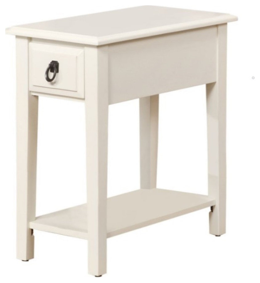 Cottage White Wooden Magazine Rack Side Table - Transitional - Side ...