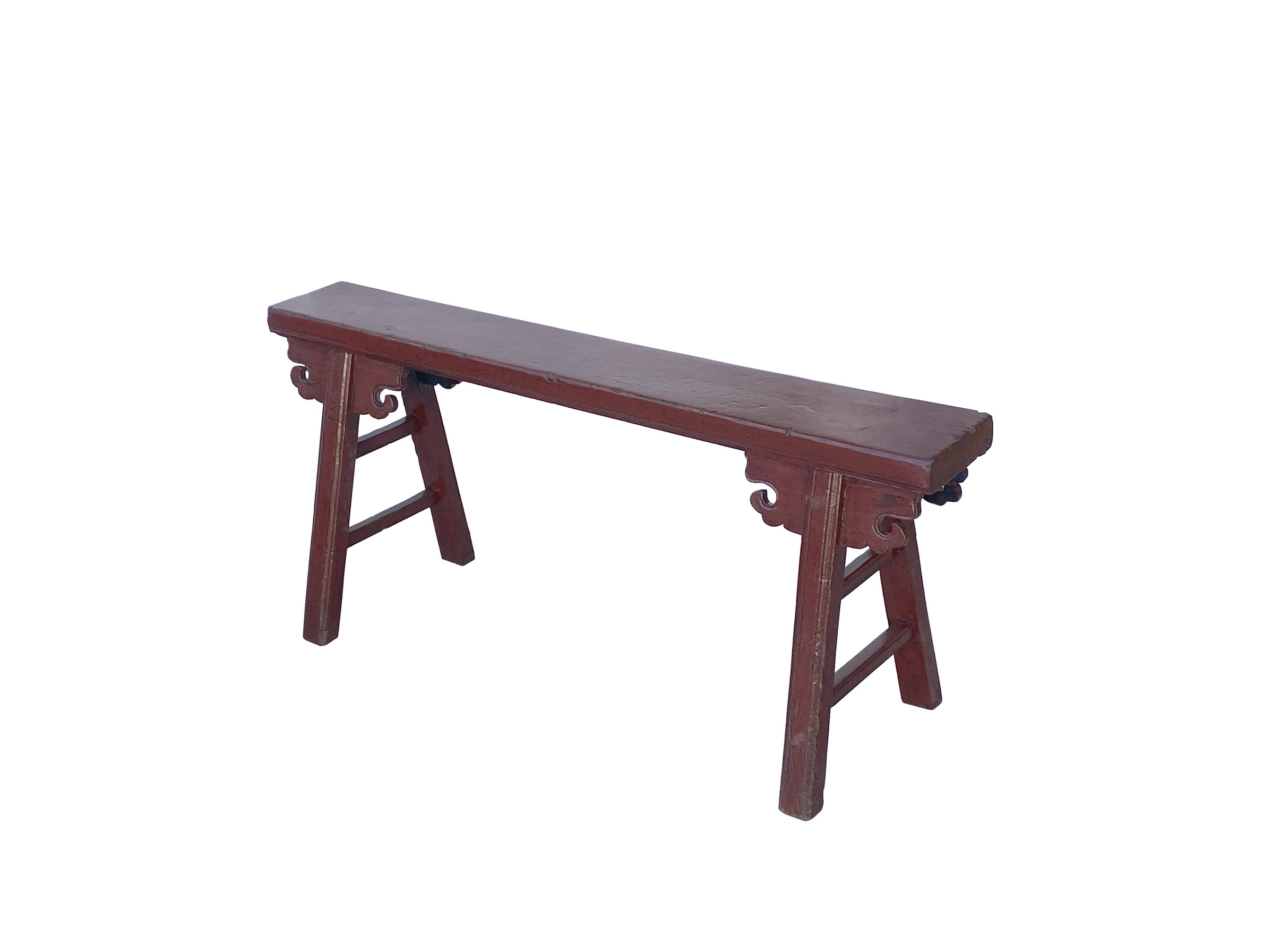 Vintage Oxblood Red Rural Village Rustic Slim Wood Seating Bench ...