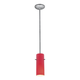 Access Lighting Cylinder Pendant 28030-1R-BS/RED, Brushed Steel - Contemporary - Pendant ...