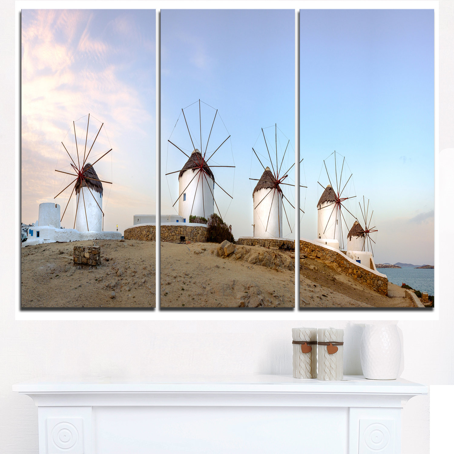 "Traditional Greek Windmills Panorama" Landscape Art, Wall Art, 36"x28 ...
