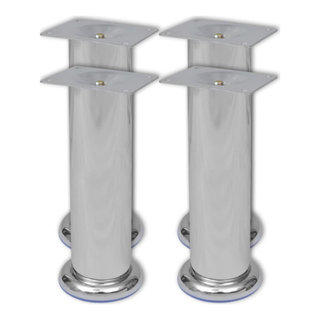 Vidaxl 4 Round Sofa Legs Chrome 7.1" - Contemporary - Table Tops And ...
