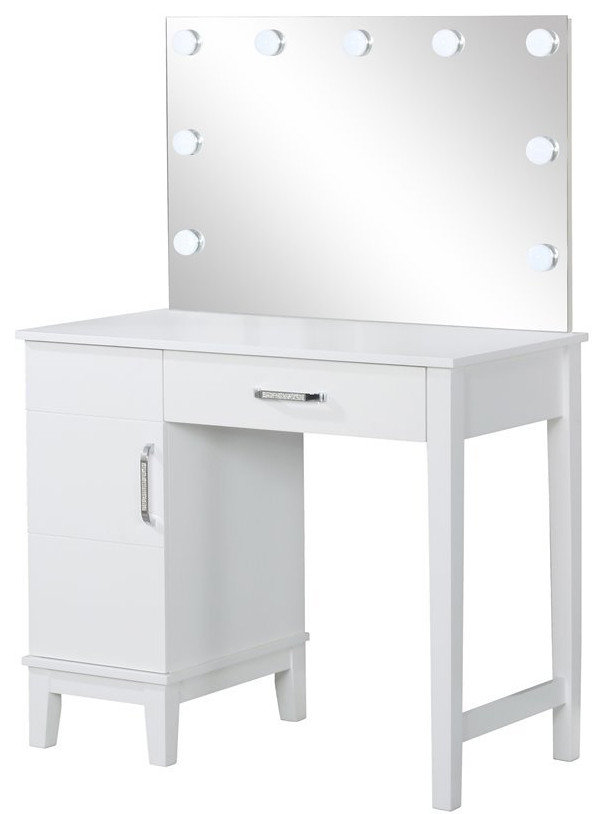 Coaster Elijah Wood Vanity Set with LED Lights White and Dark Gray ...