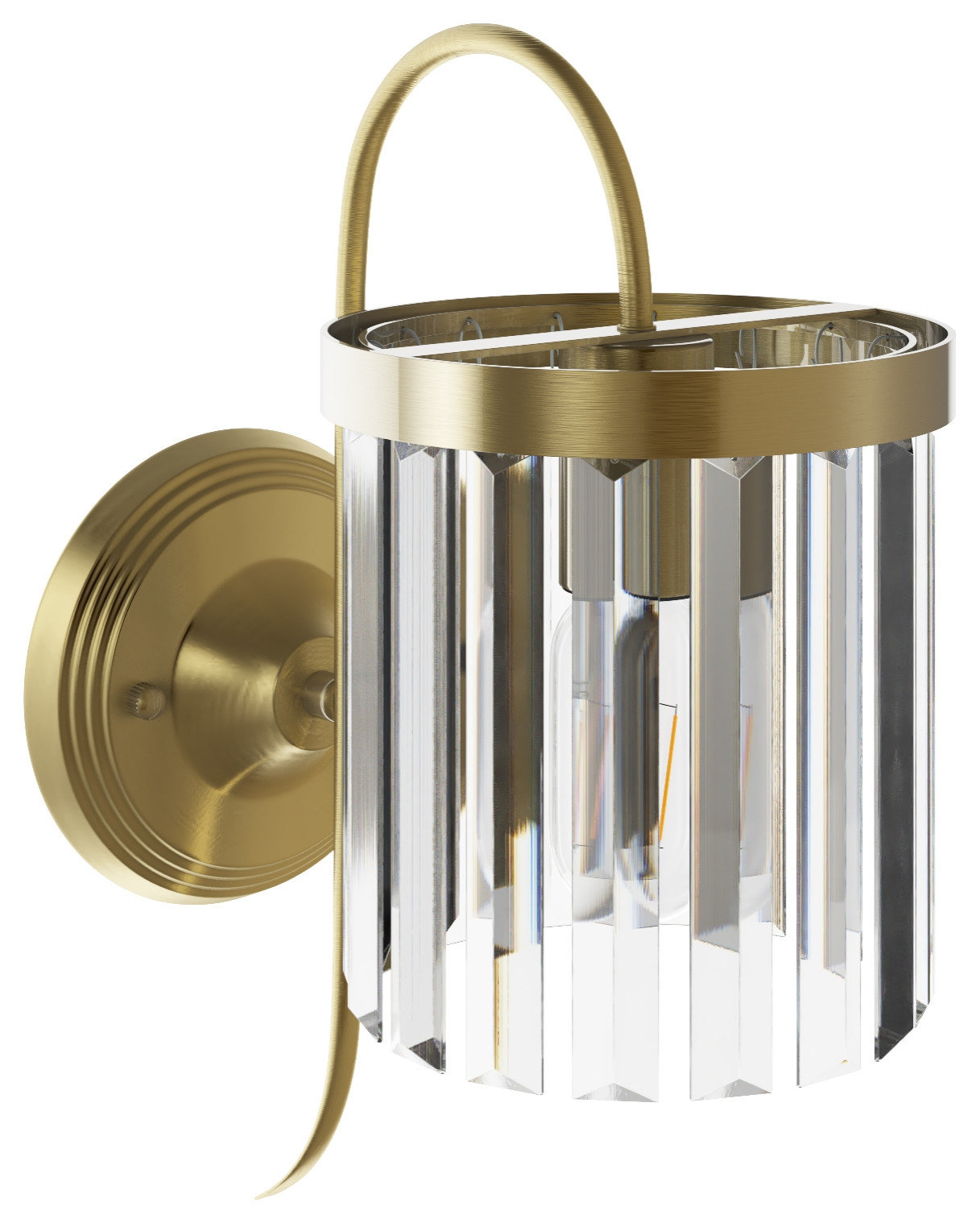 Modern 1-Light Sconce Cylinder Clear Glass Wall Light - Transitional ...