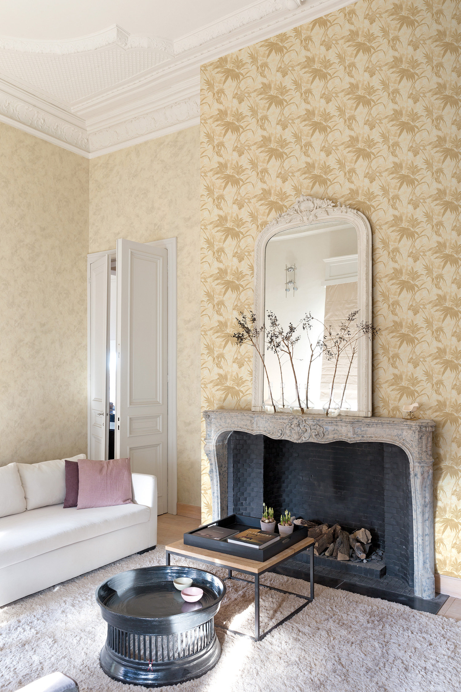 Modern Floral Metallic Glittered Ravine Wallpaper, Double Roll ...