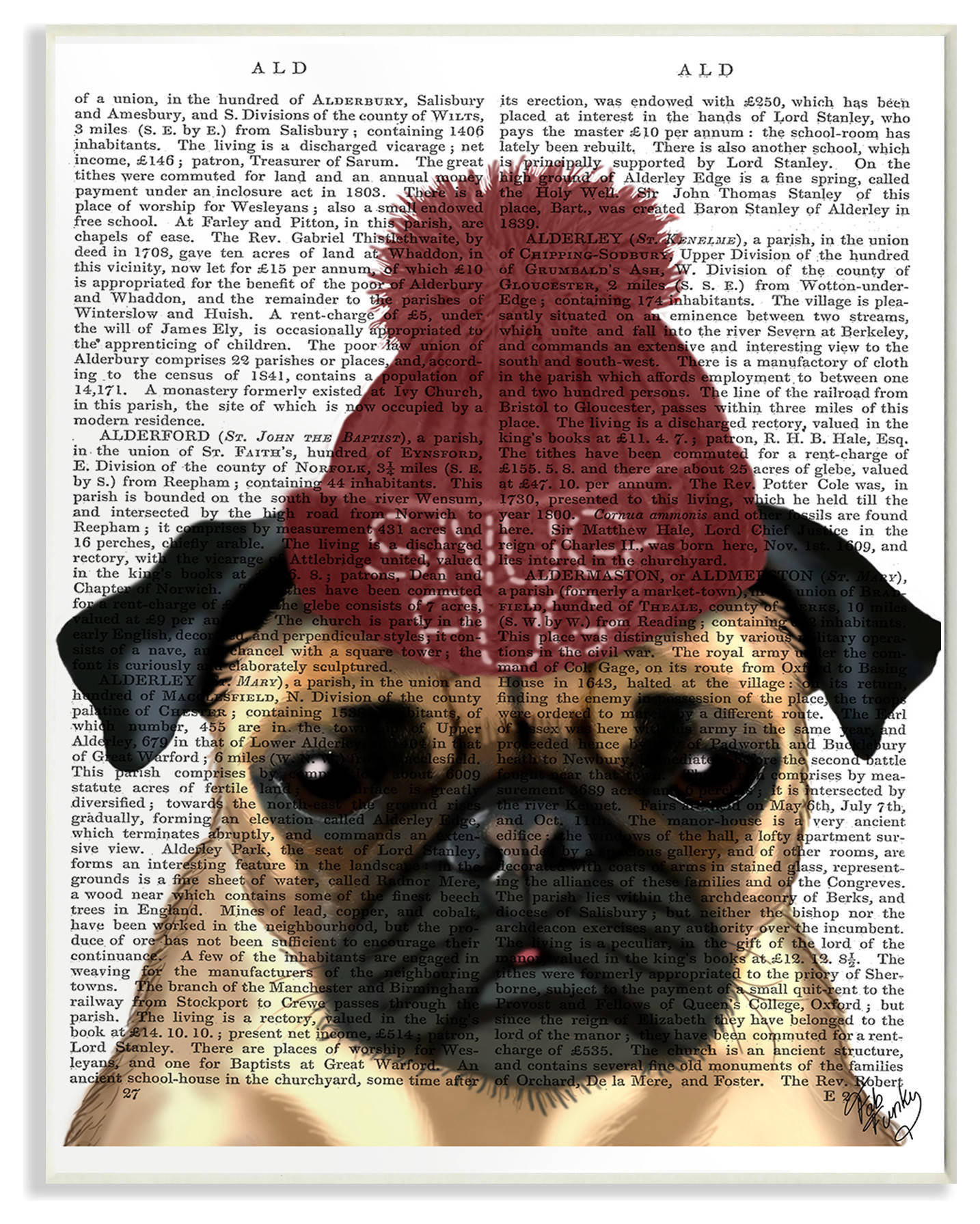 "Snug Pug" Wall Plaque Art, 10 x .5 x 15 - Contemporary - Prints And ...