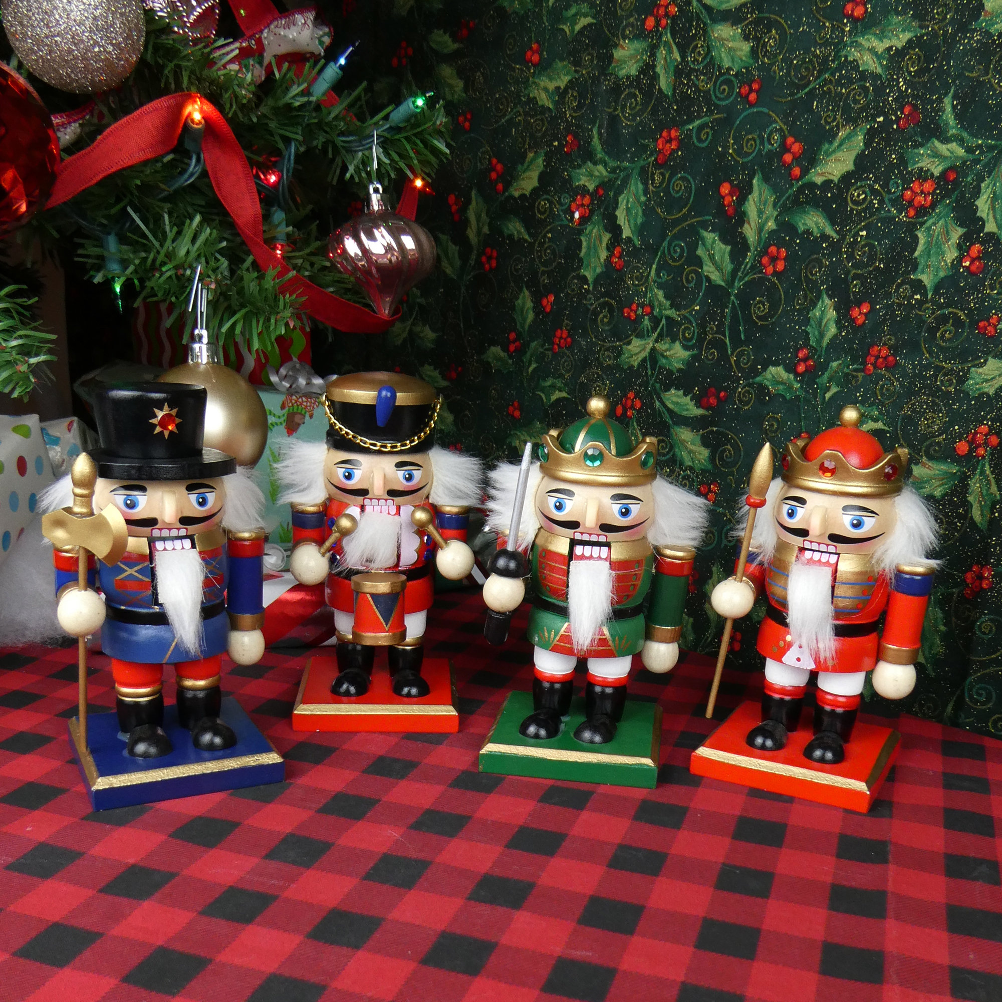Set of four 6" Short and Stout Wooden Nutcracker Christmas Decorations ...