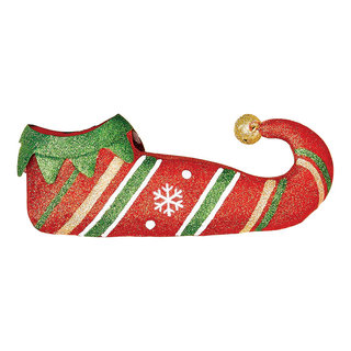 12" Metal Elf Shoes Red - Contemporary - Holiday Accents And Figurines ...